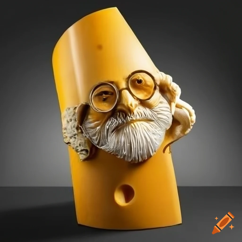 Giant swiss cheese statue of Jerry Garcia on Craiyon