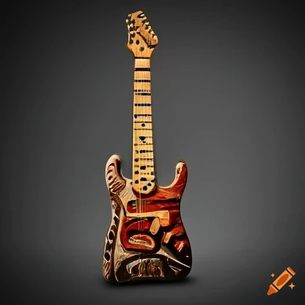 Colorful northwest native american art totem pole carved fender ...