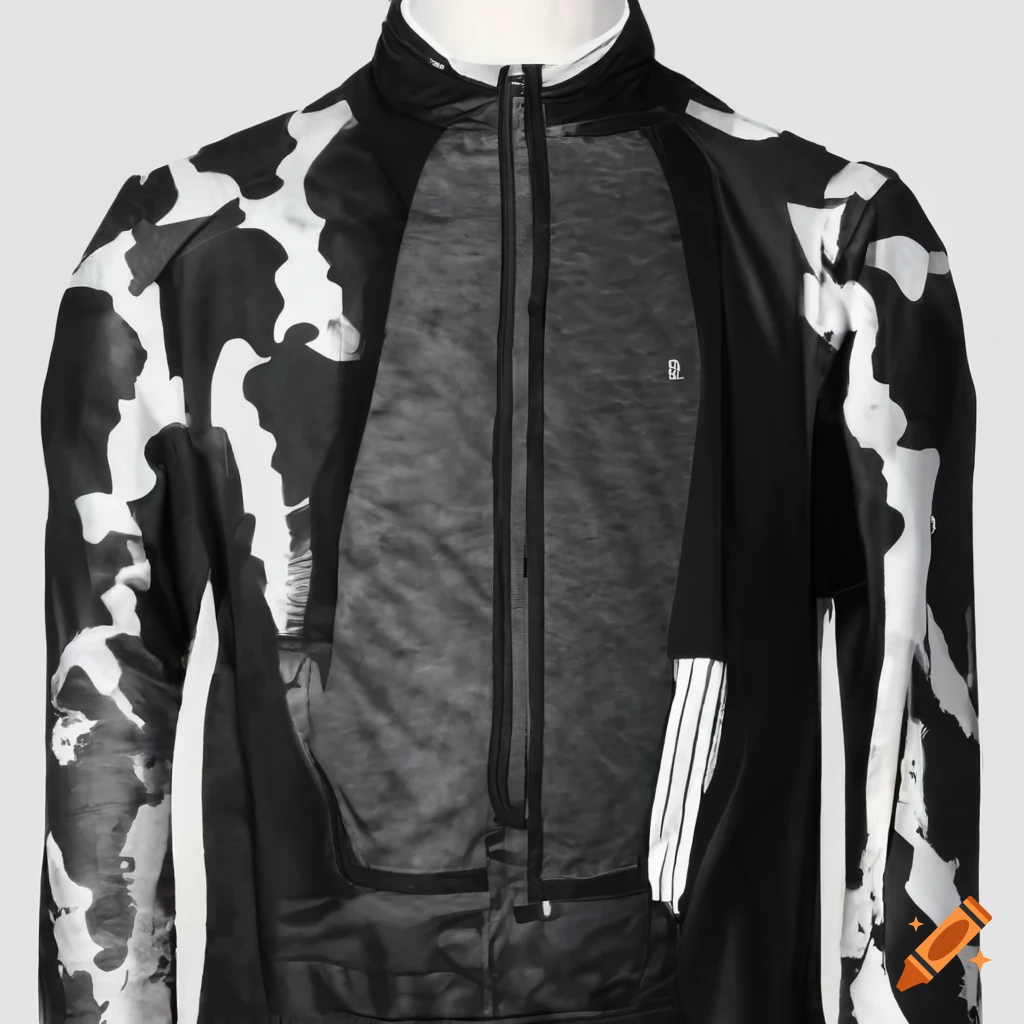 Maison margiela black and white birch texture tennis tracksuit on Craiyon