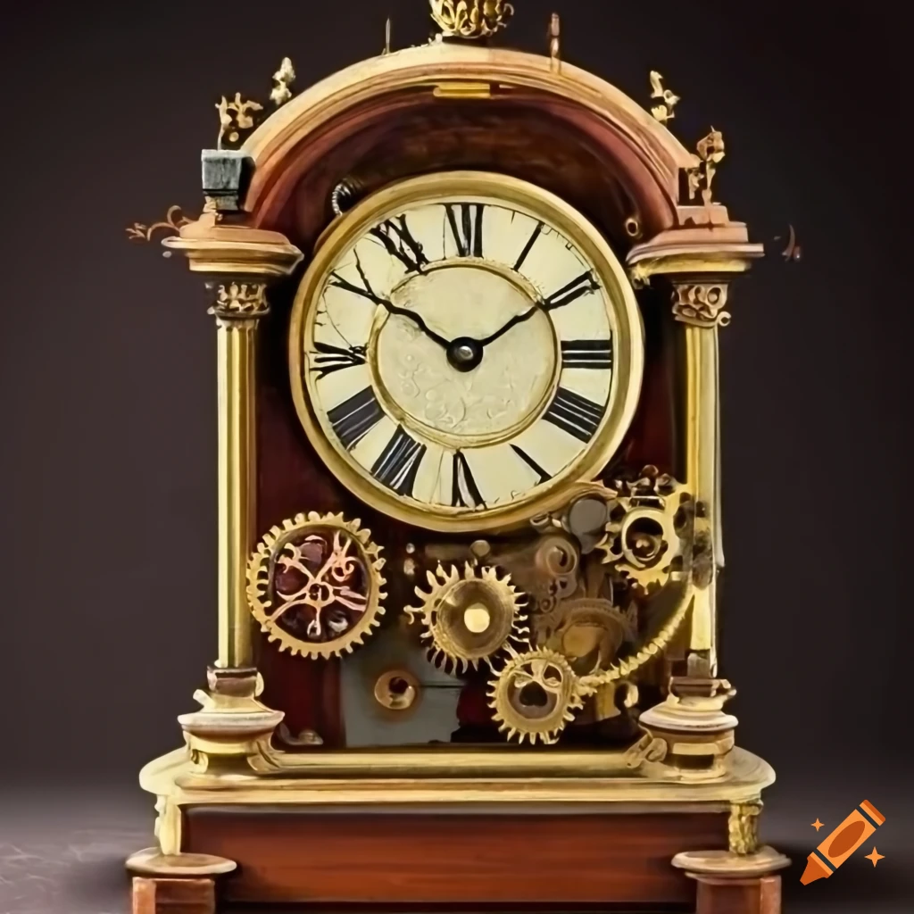 Elaborate steampunk mantel clock with roman numerals and intricate ...