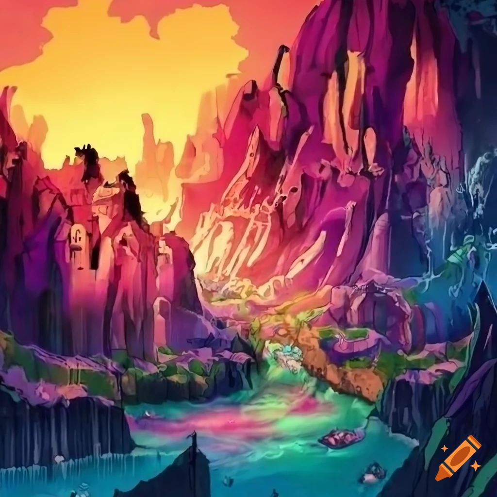 Unlabelled fantasy world map of a broken world on Craiyon