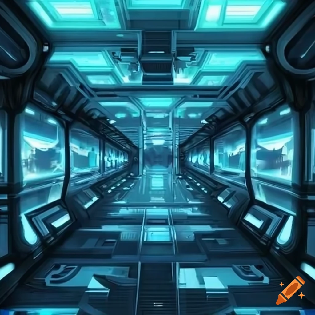 Futuristic science hallway on Craiyon