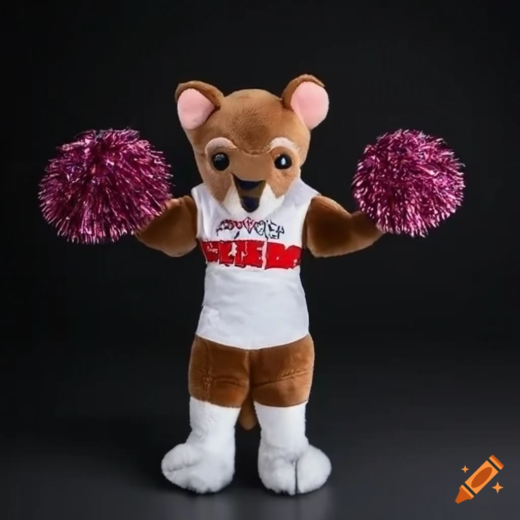 Fossa mascot plush wearing cheerleader uniform on Craiyon