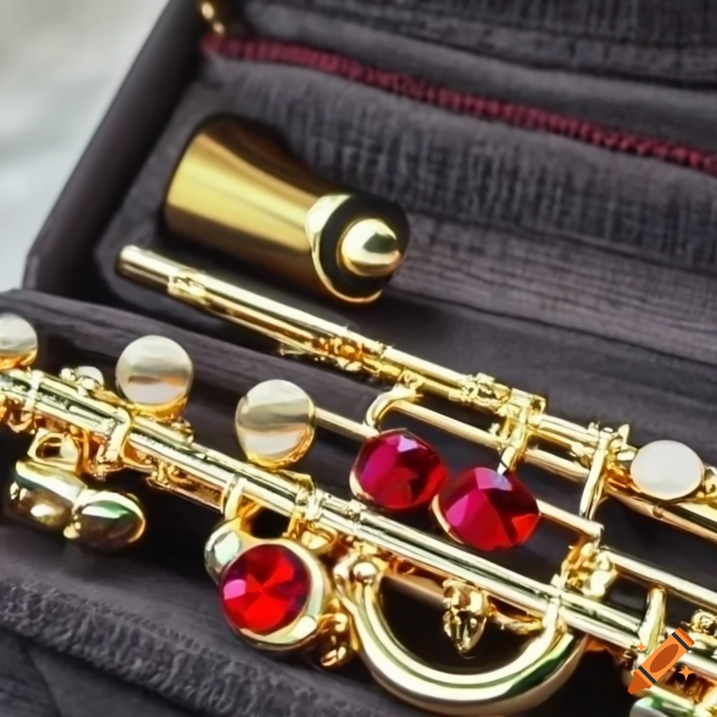 Luxurious 24k gold flute with red diamond on Craiyon