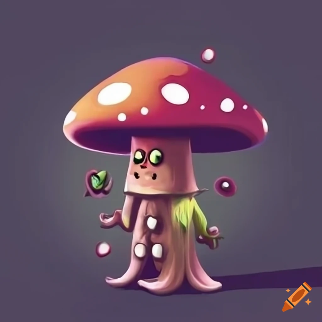 Cute psychic mushroom man character on Craiyon