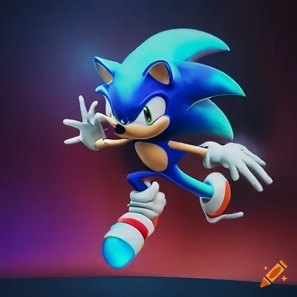 Sonic running at high speed on Craiyon