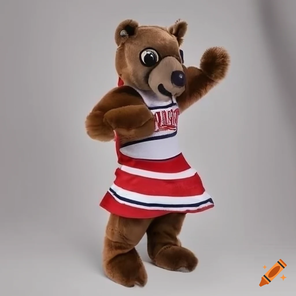 Fossa mascot plush wearing cheerleader uniform on Craiyon