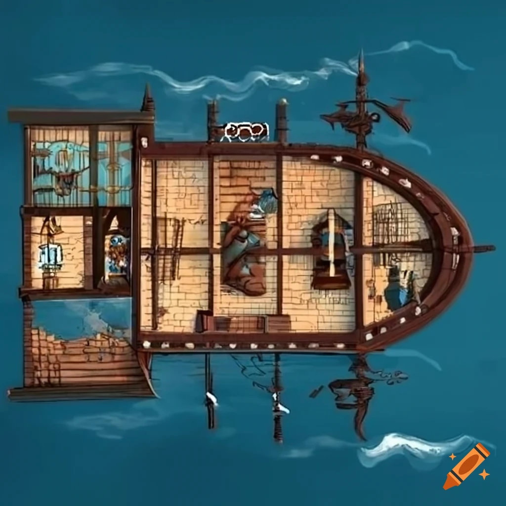 Pirate ship floor plan on Craiyon