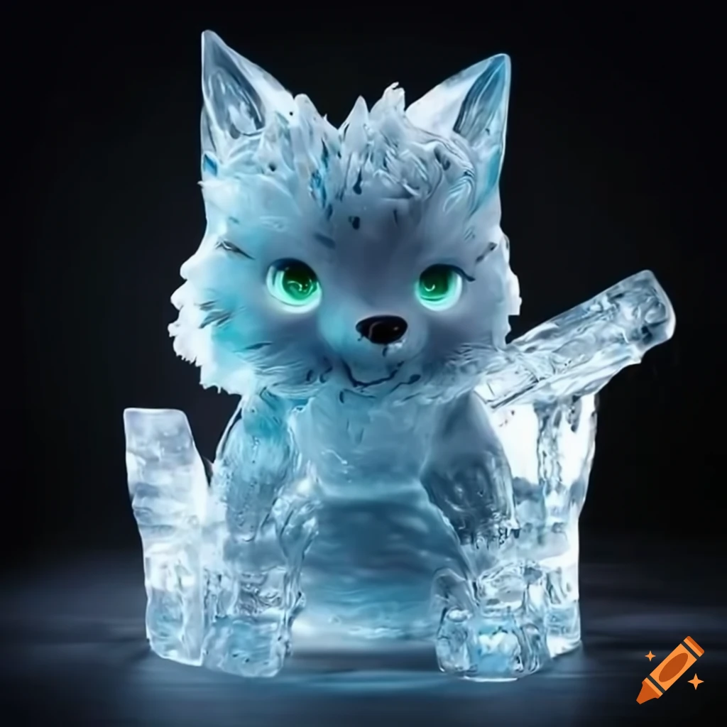 Ultra-detailed cute furry ice sculpture on Craiyon