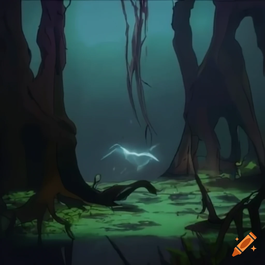 Neon genesis evangelion eva abandoned in a pretty swamp on Craiyon