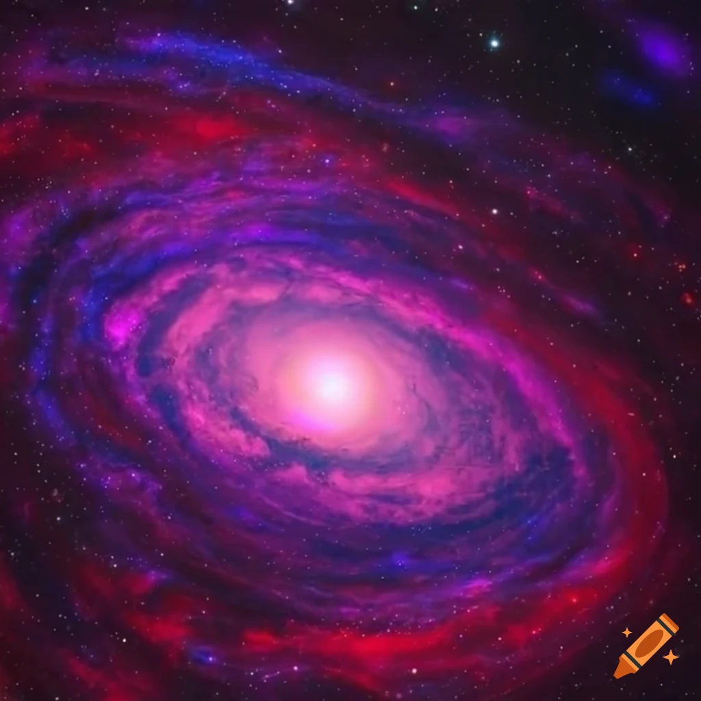 Red and purple swirl galaxy in space on Craiyon