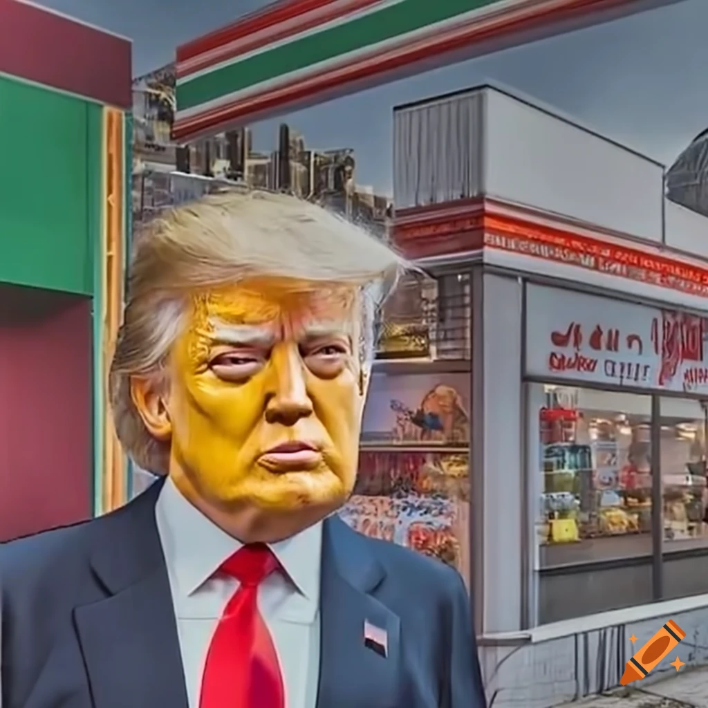 Confident man in front of a convenience store in simpsons style on Craiyon