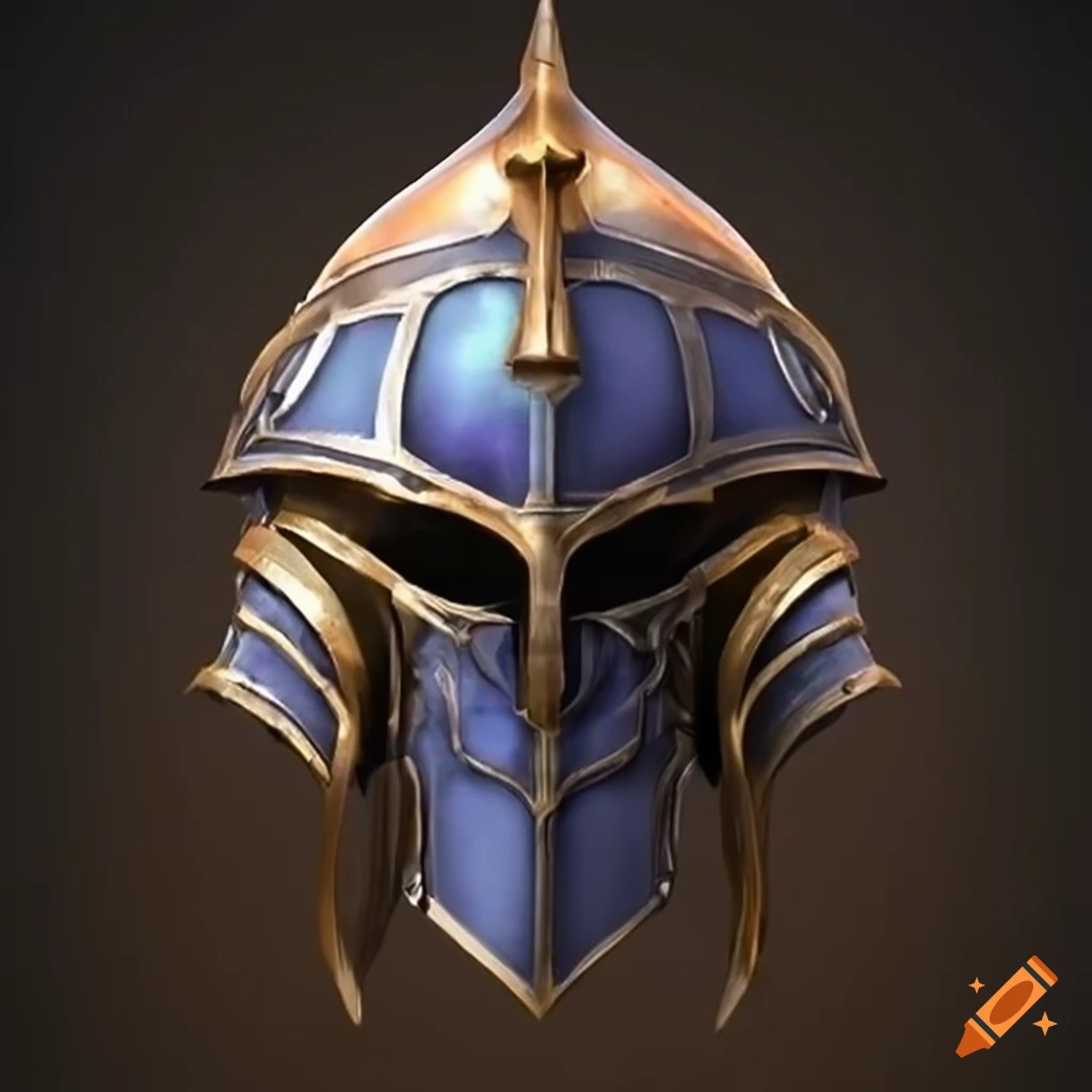 Elite champion fantasy arcane helmet, front view on Craiyon