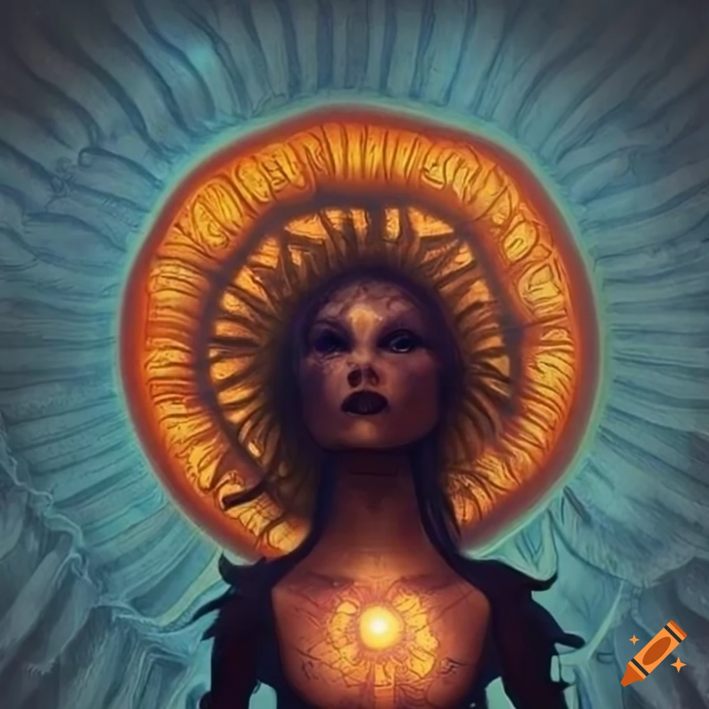 Sun with spider in a labyrinth on Craiyon