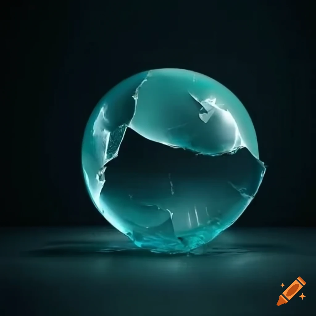 Shattered glass spheres on the ground on Craiyon