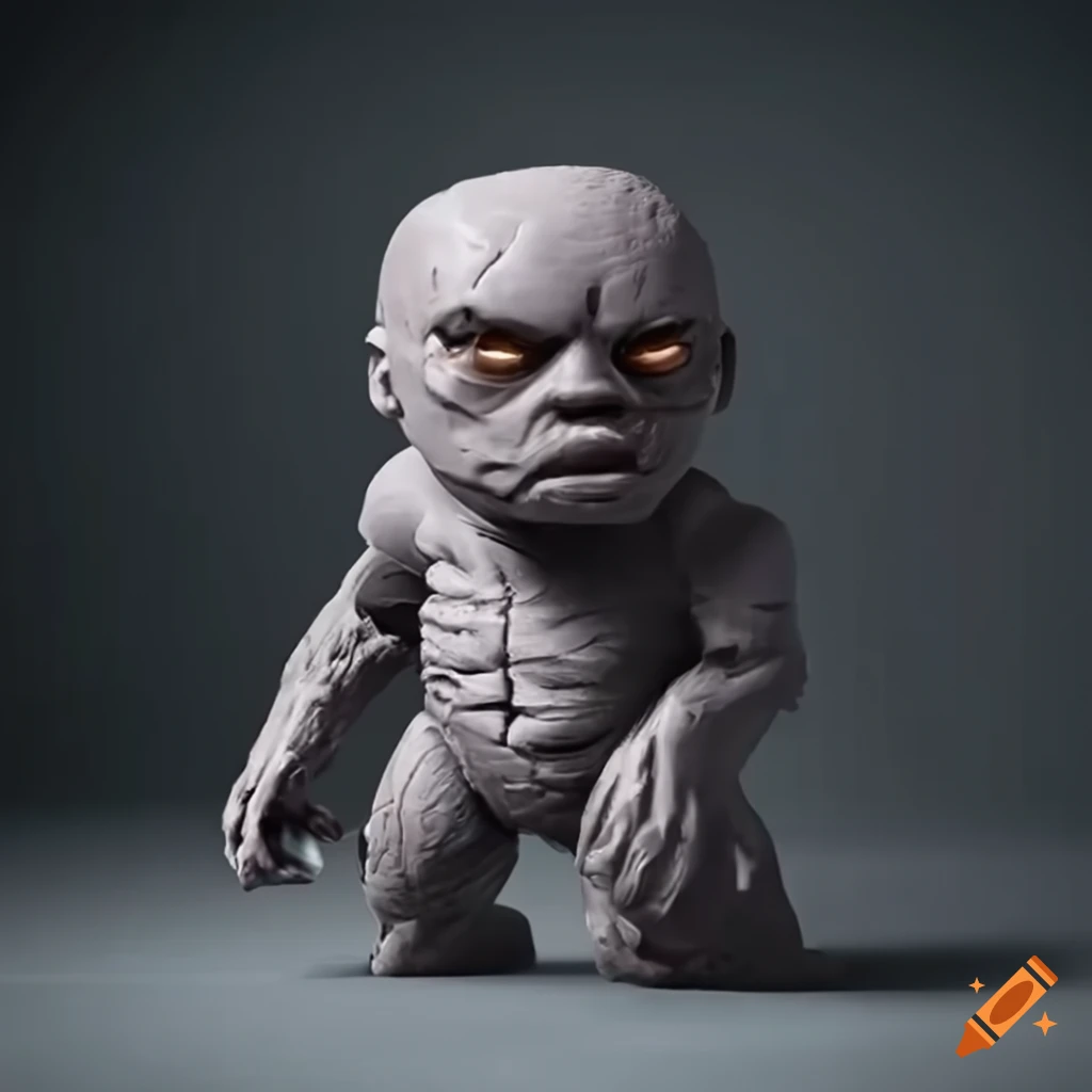Illustration of a small golem made of illite clay on Craiyon