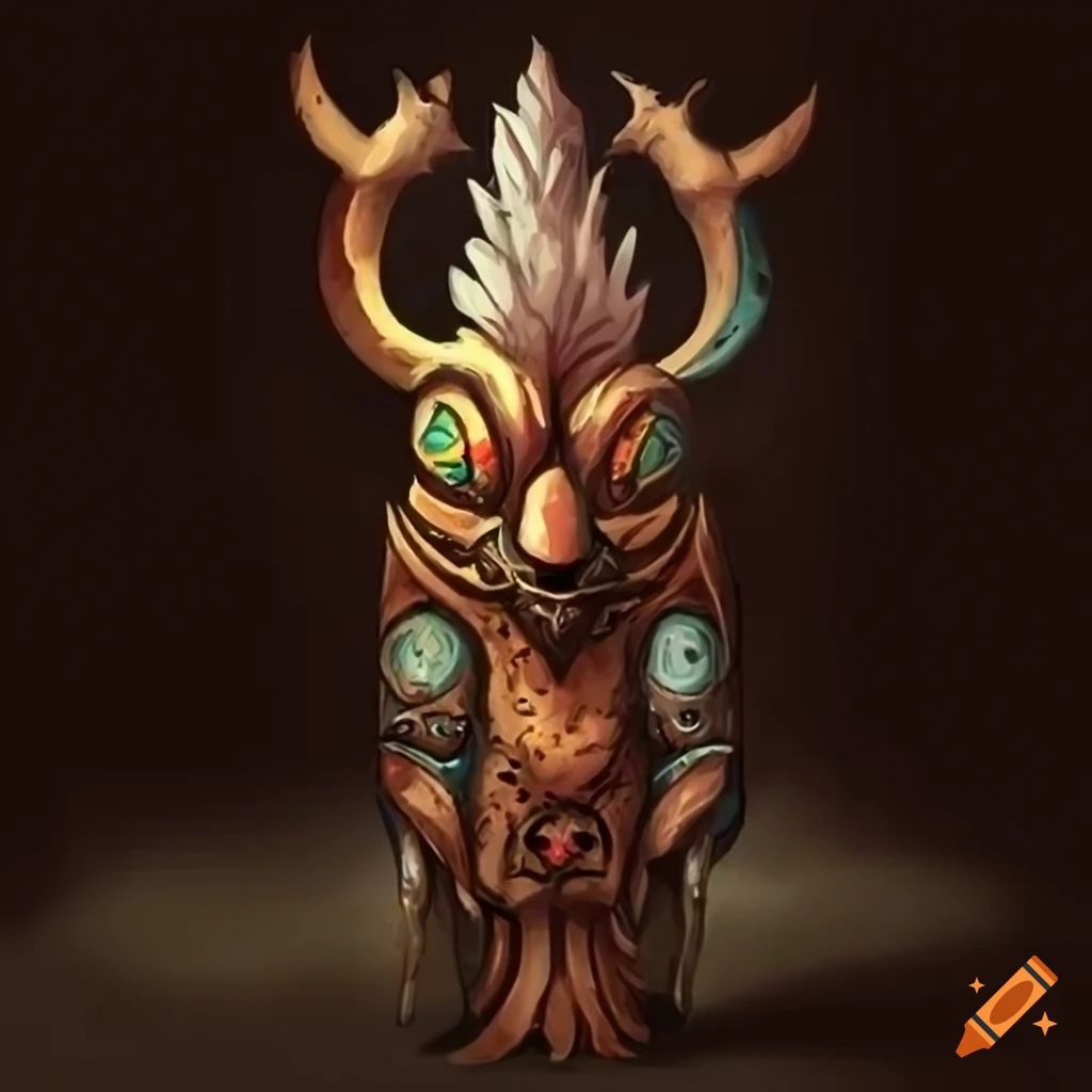 Tribal totem in a dungeons and dragons setting on Craiyon
