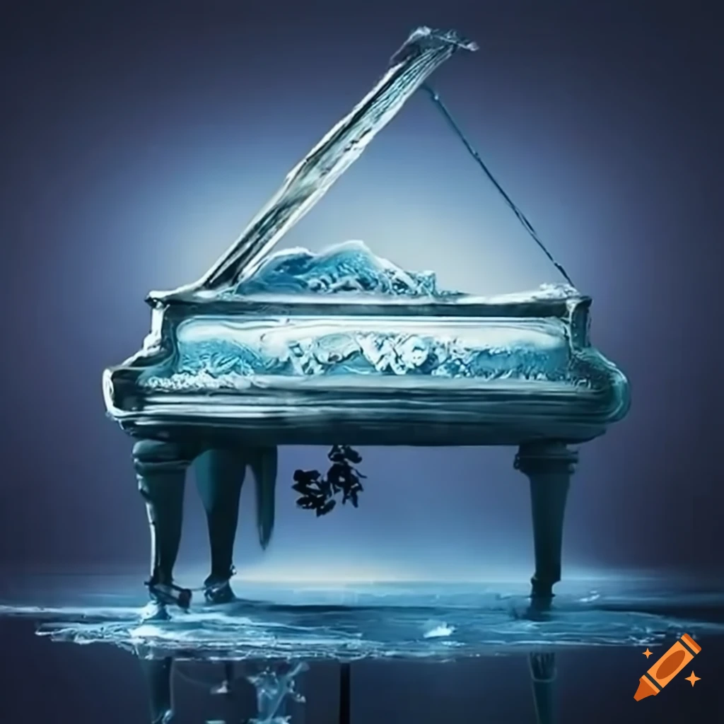 Beautiful piano encased in ice on Craiyon