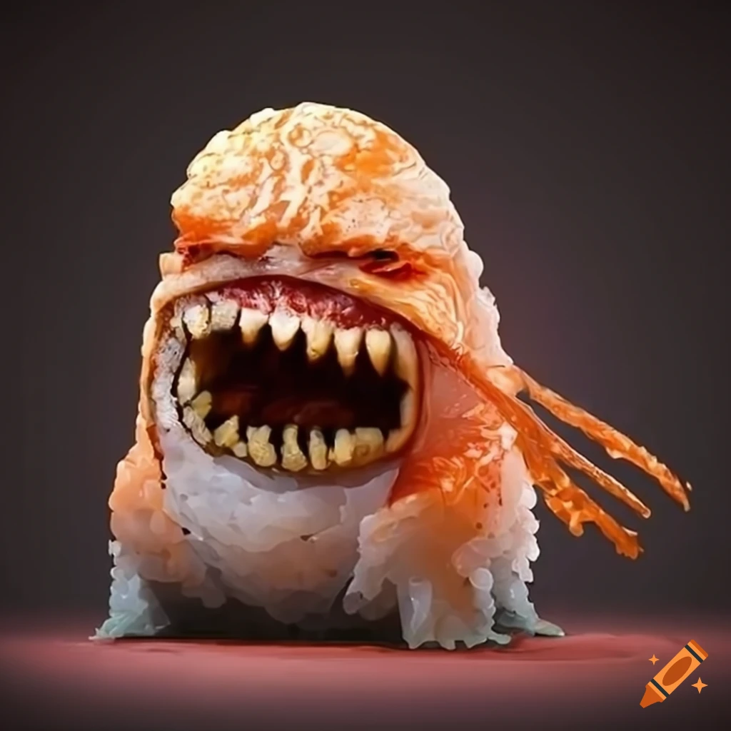 Sushi monster with big teeth on Craiyon