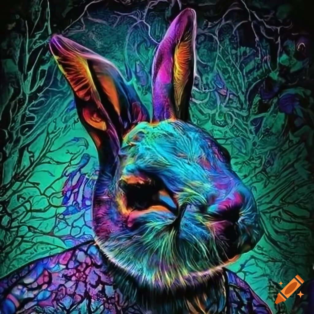 Psychedelic rabbit artwork on Craiyon