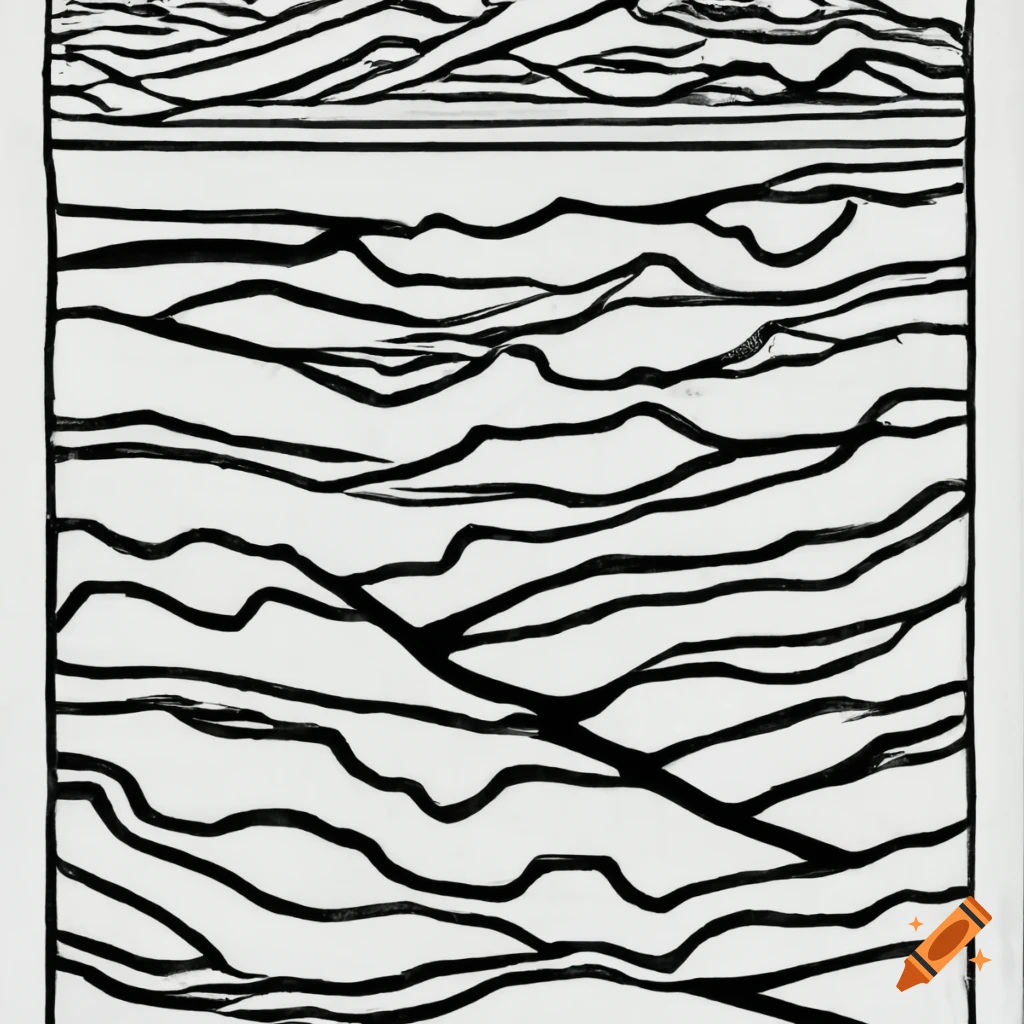 Minimalist black and white canyon in simple woodcut style on Craiyon