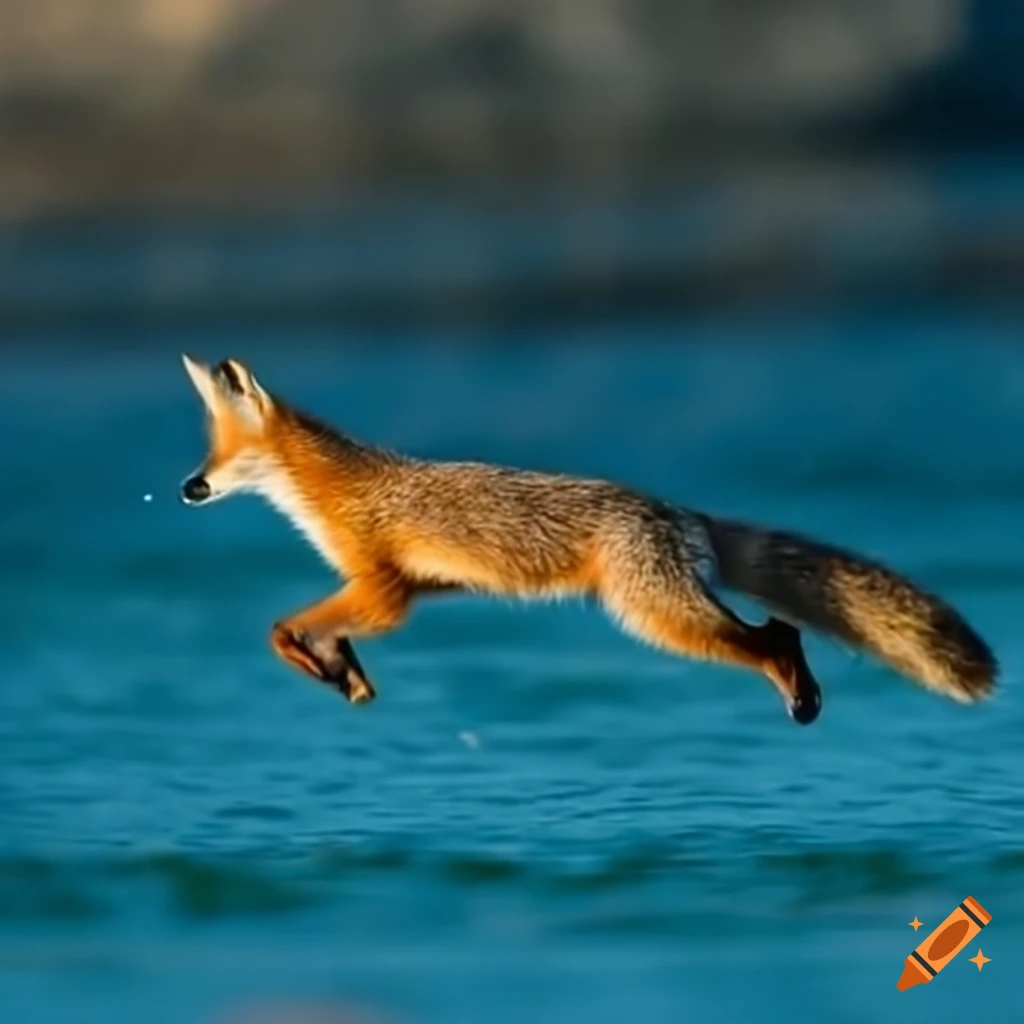 Fox running into the sea on Craiyon