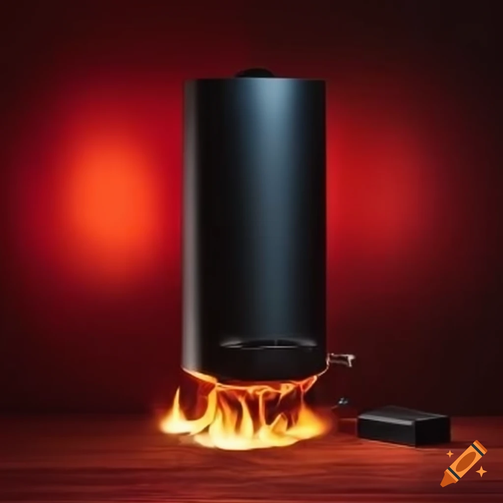 Sleek tesla water heater in operation on Craiyon