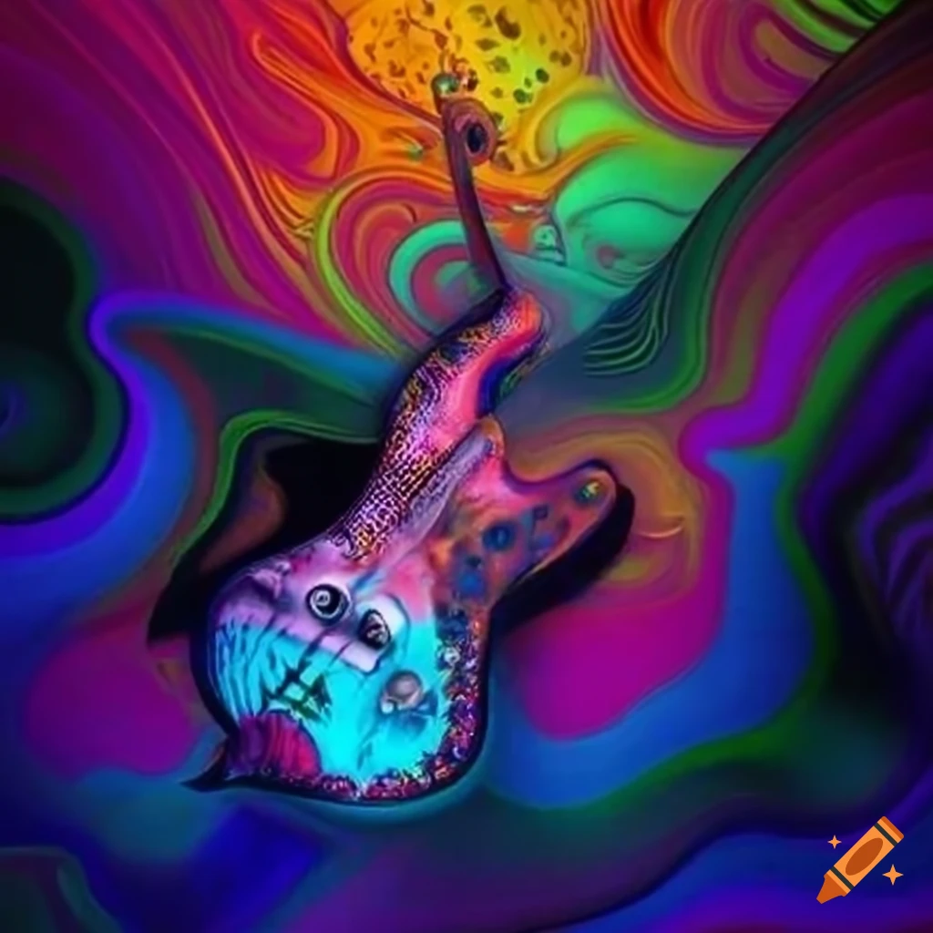 Abstract psychedelic bass guitar on Craiyon