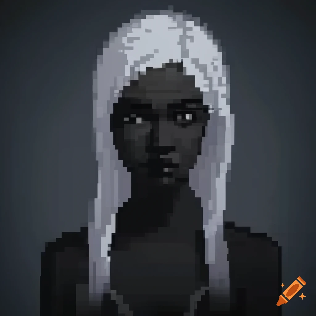 Retro pixel art depiction of a white girl character with dark attire ...