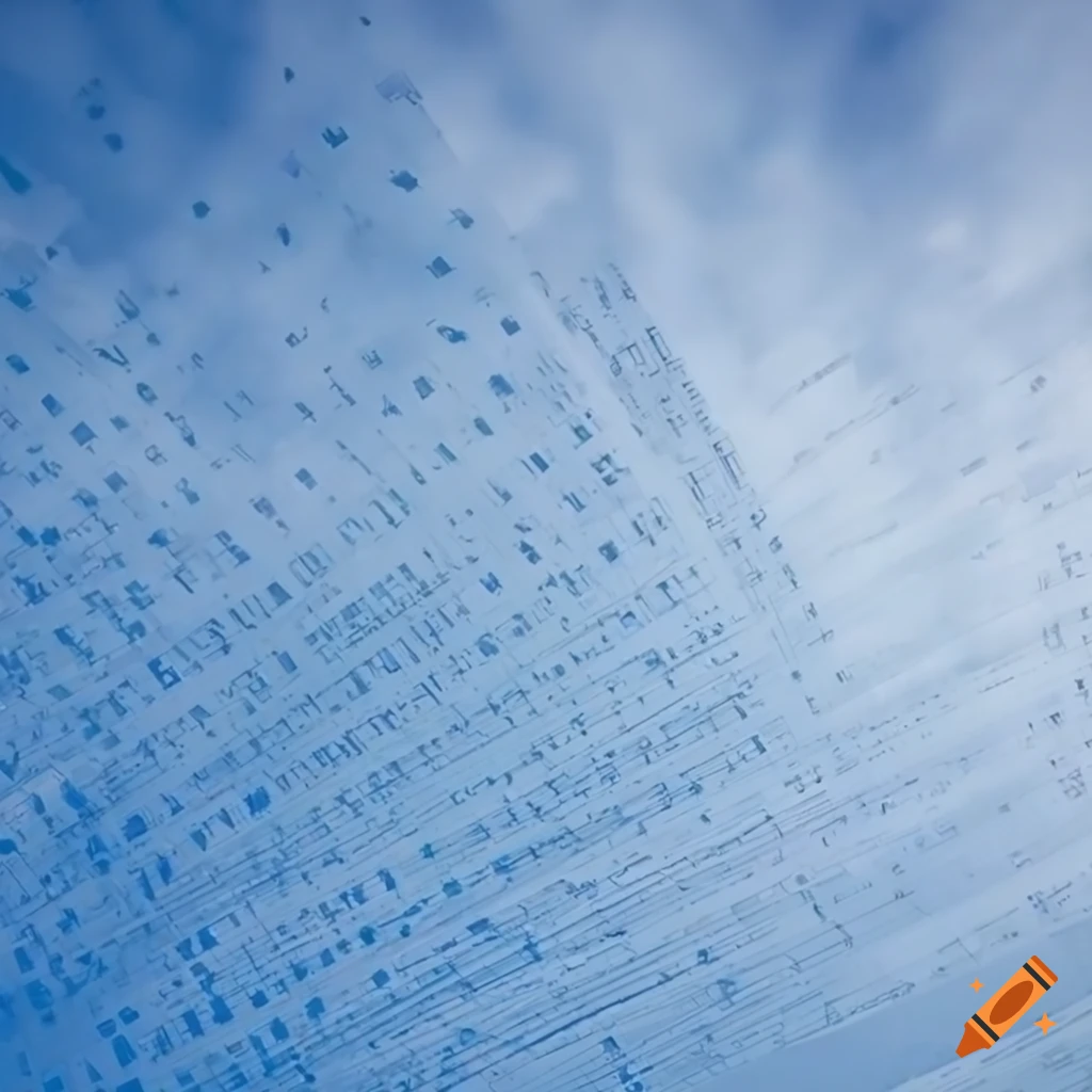 Clear sky with matrix pattern coding and clouds on Craiyon