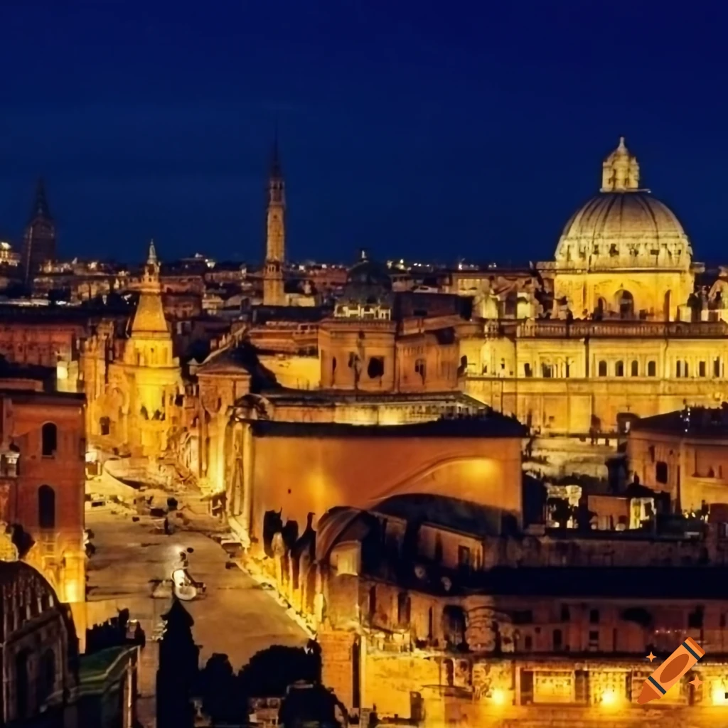 City of rome skyline at dusk on Craiyon