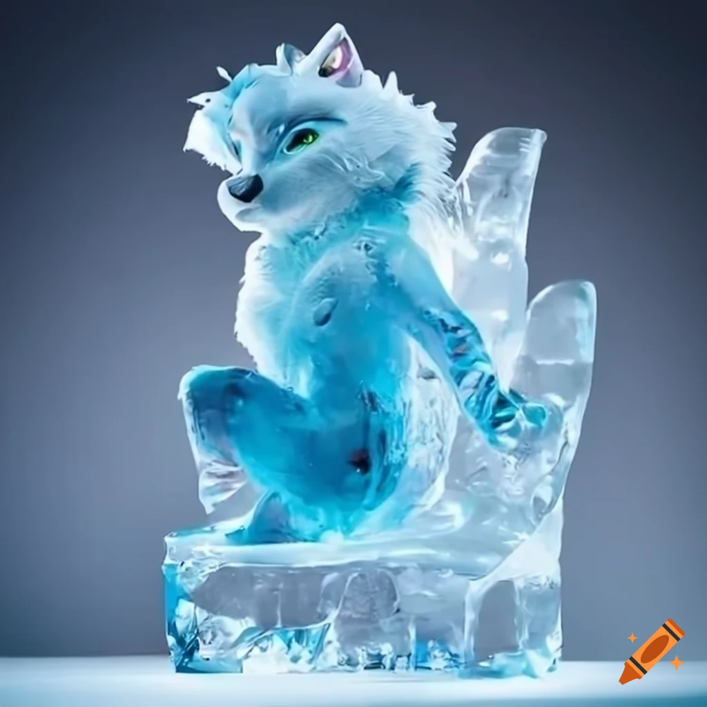 Ultra-detailed cute furry ice sculpture on Craiyon