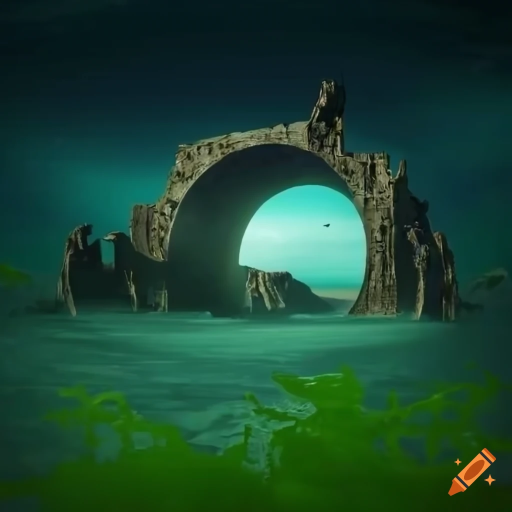 Abandoned planet with alien ruins and overrun alien vegetation on Craiyon