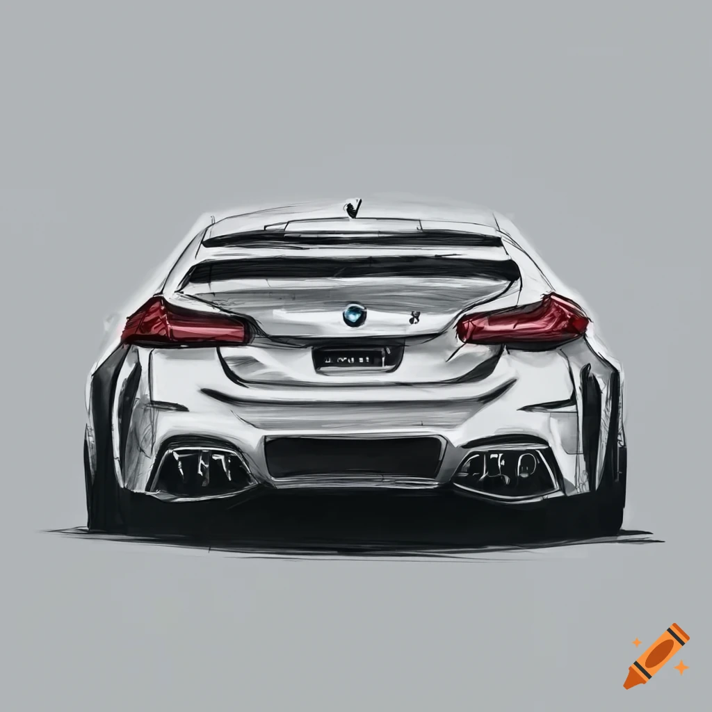 Black and white pencil sketch of bmw m8 on Craiyon