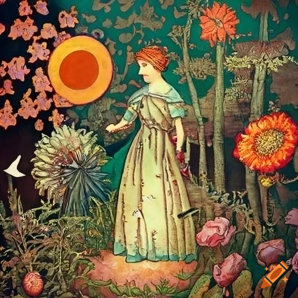 Illustration of a curandera in a mystical forest at twilight with an ...