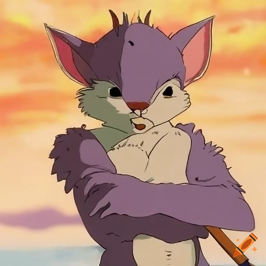 Anthro squirrel warrior in Studio Ghibli anime style on Craiyon