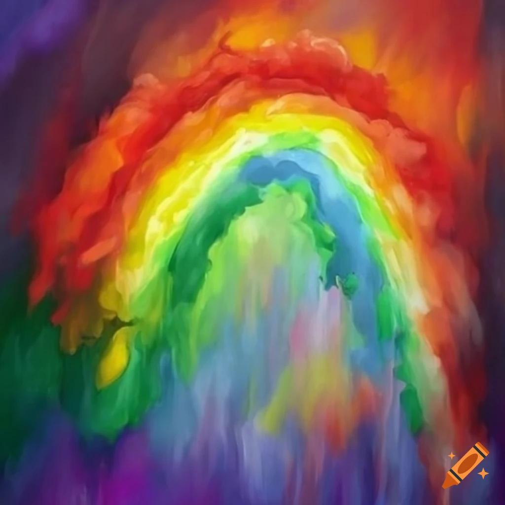Classic painting of a beautiful rainbow on Craiyon