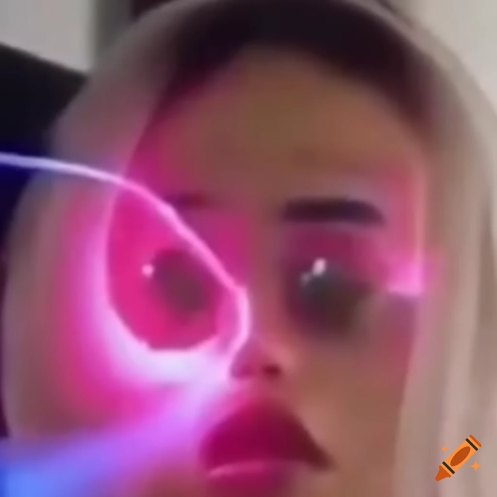 Viral video of pink laser eye vision attack at an airport on Craiyon