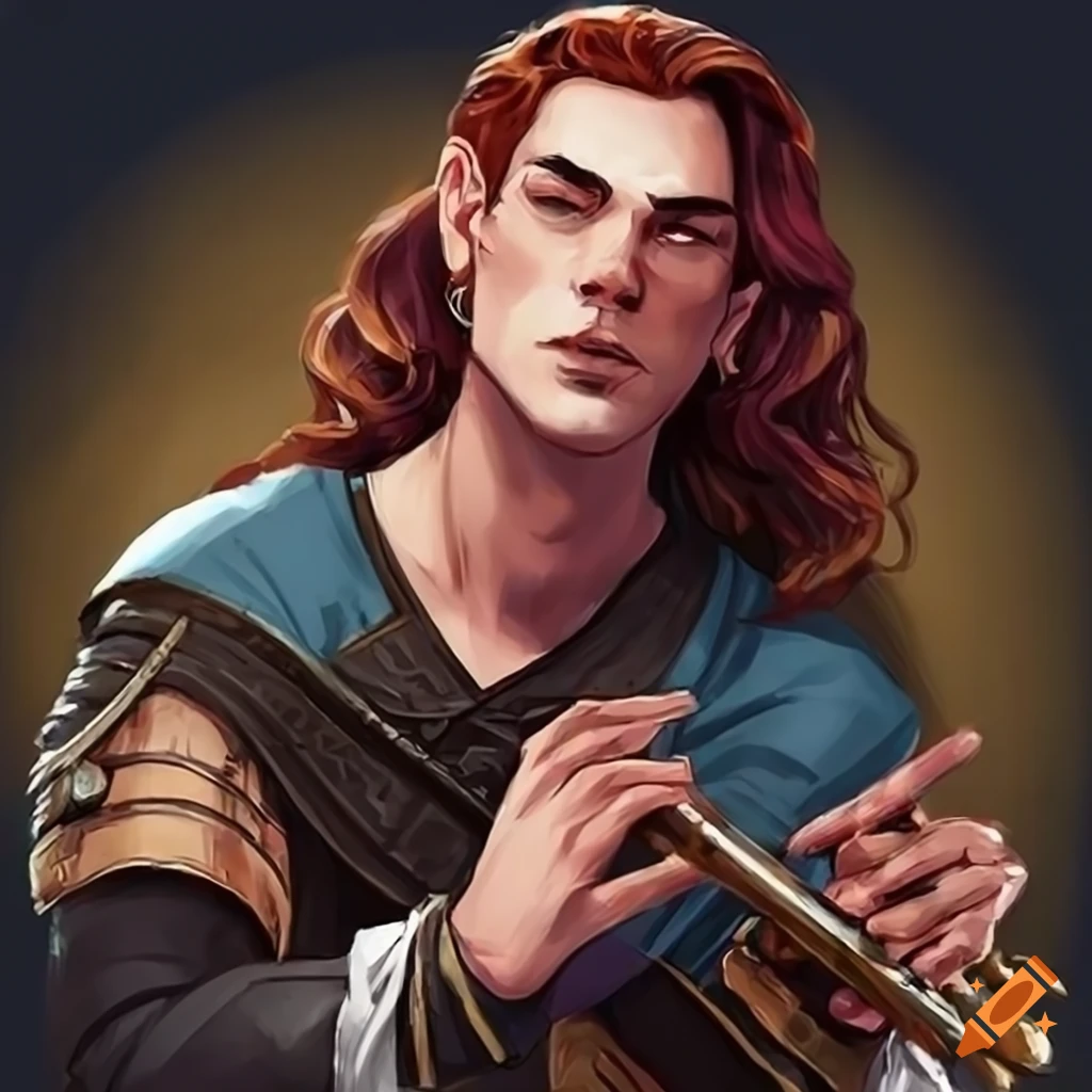 Male musician in a dungeons and dragons setting on Craiyon