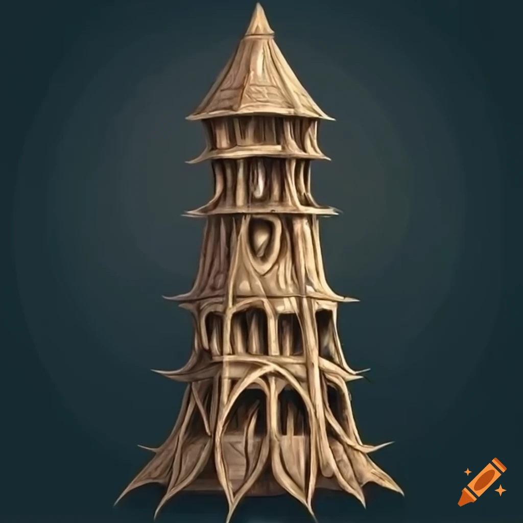Elvish wooden tower on Craiyon