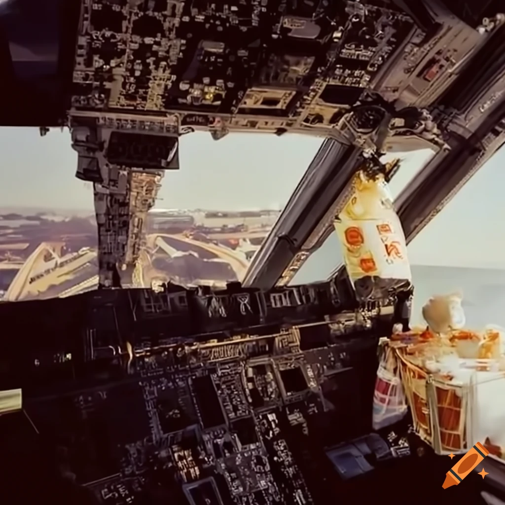 Popcorn piloting a boeing 747 airplane on Craiyon