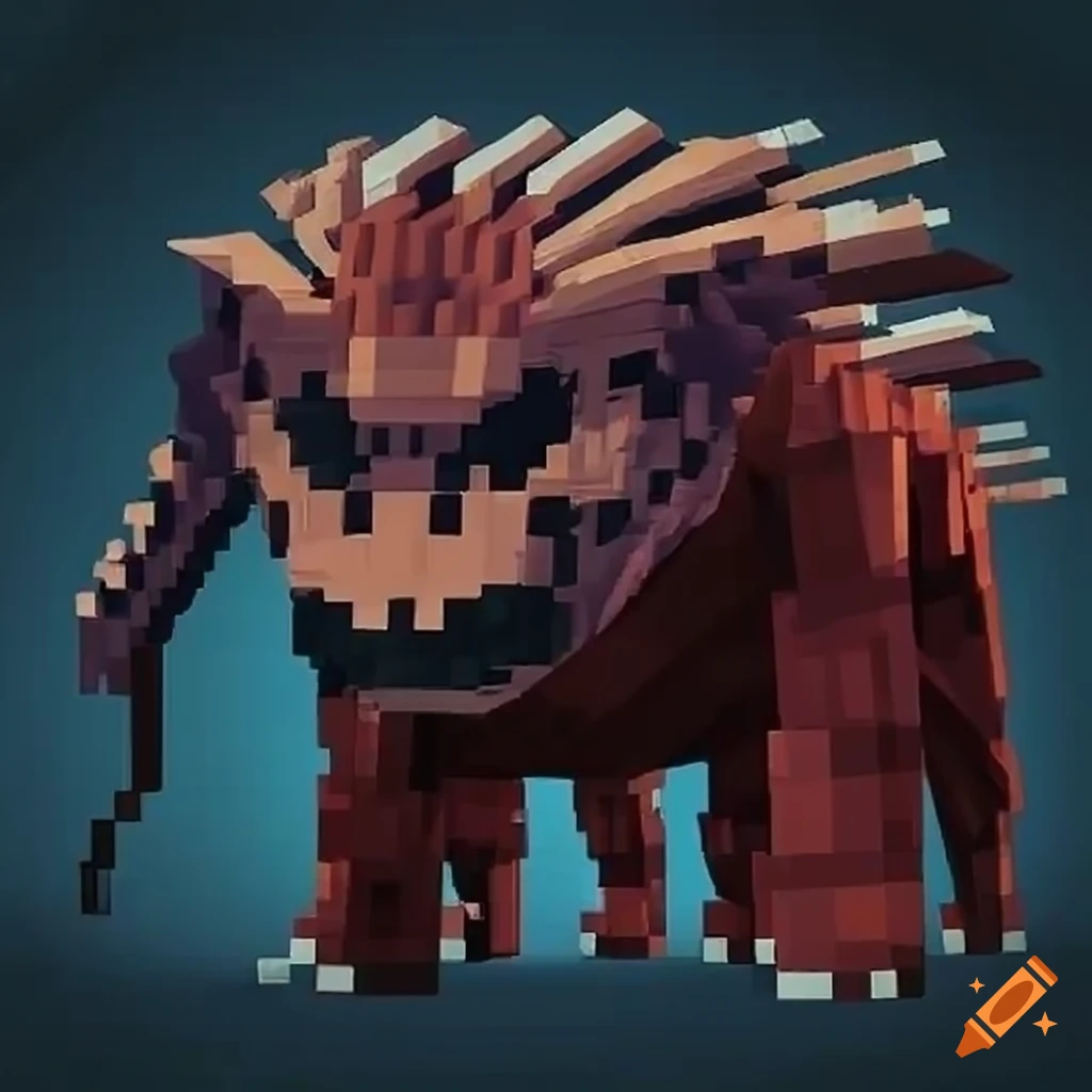 Mysterious and spooky mesozoic-era creature from minecraft on Craiyon