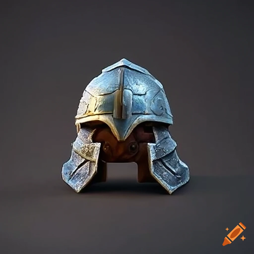 Front view of a dwarf helmet on Craiyon