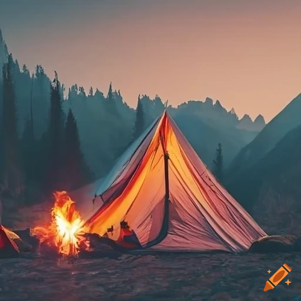 Futuristic camping scene on Craiyon