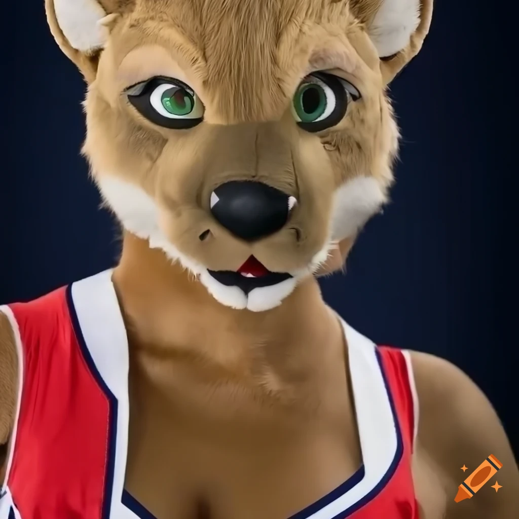 Female Fossa mascot costume fursuit wearing cheerleader uniform at ...