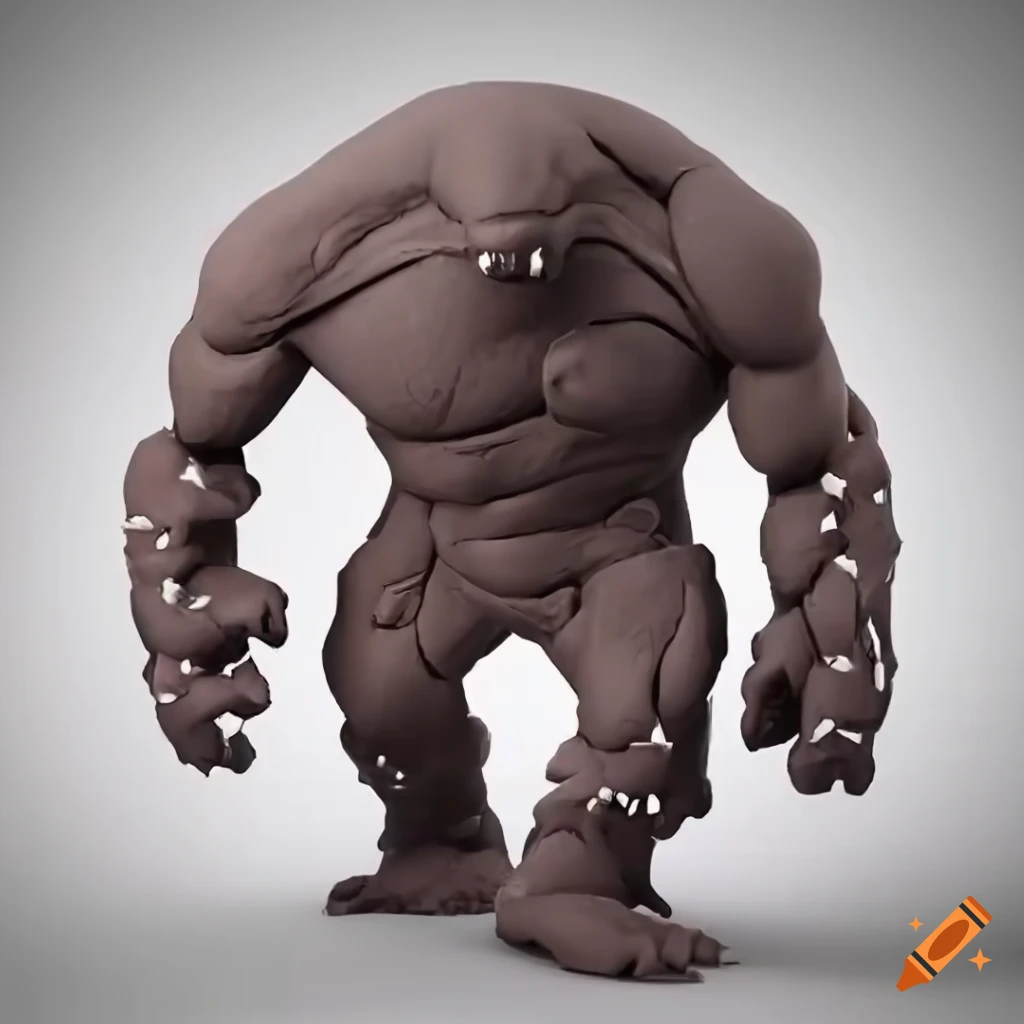 Illite clay golem in an elegant and harmonious pose on Craiyon