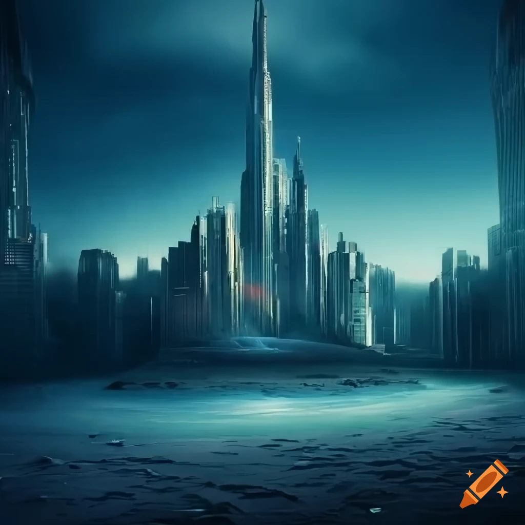 High definition magical sci-fi landscape with detailed buildings on Craiyon