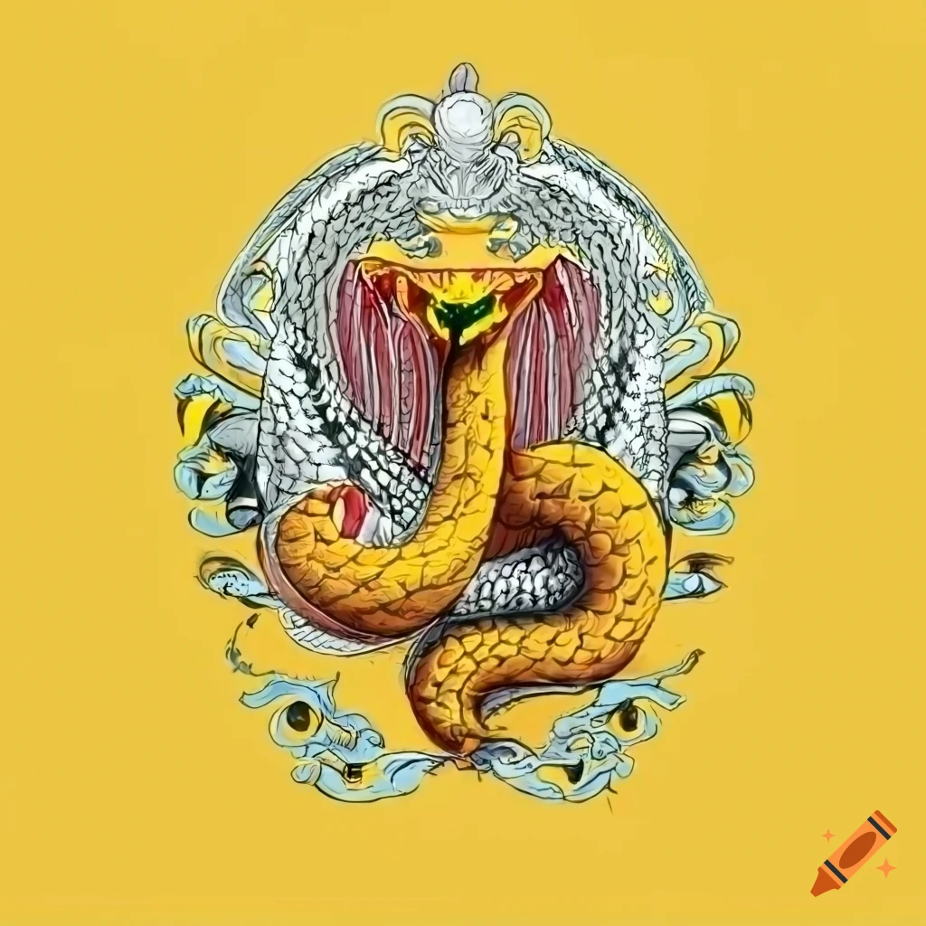 Coat of arms with a snake on a yellow background on Craiyon