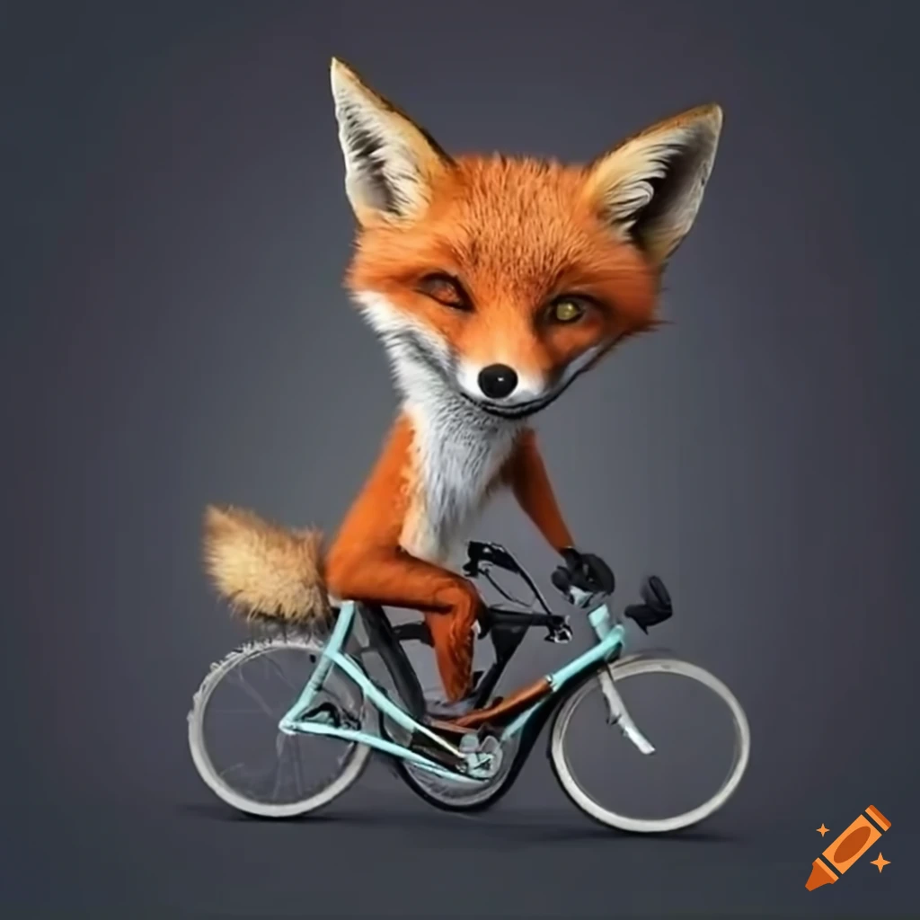 Fox riding a bicycle on Craiyon