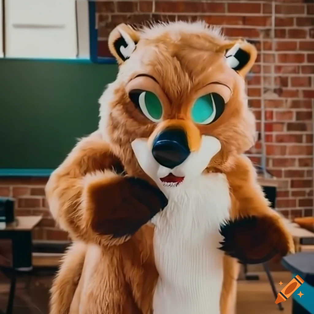 Female teacher in woodchuck mascot costume at classroom on Craiyon